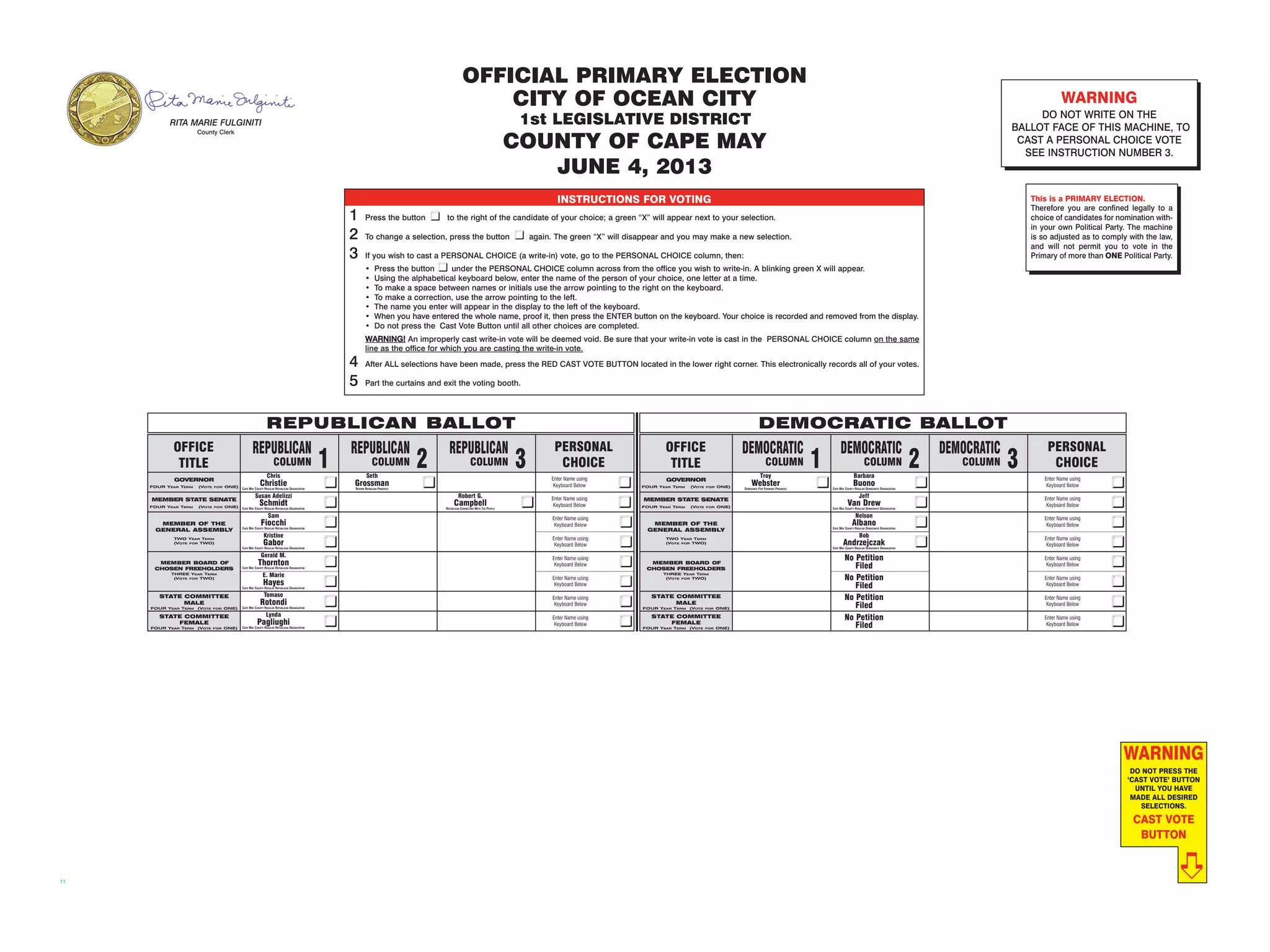 Ocean city primary ballot | PPT