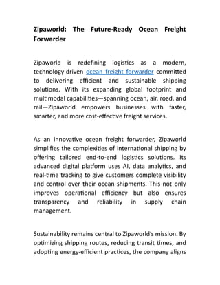 Zipaworld: The Future-Ready Ocean Freight Forwarder | PDF