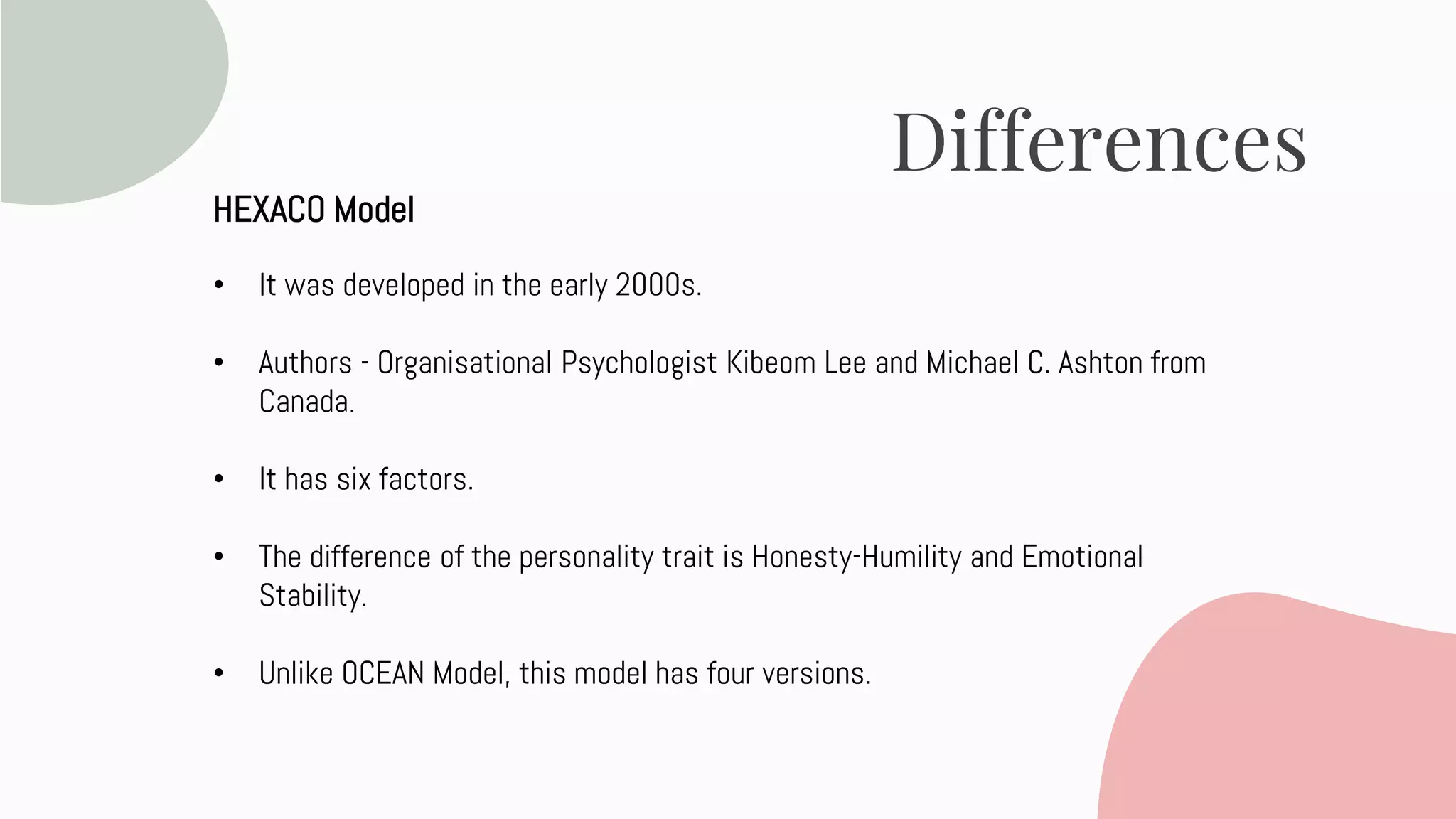 OCEAN Model vs HEXACO Model | PDF
