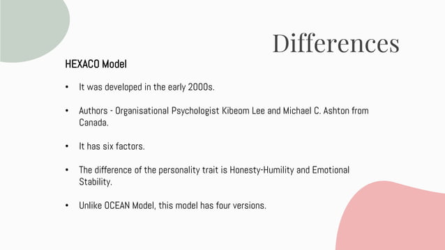 OCEAN Model vs HEXACO Model | PDF
