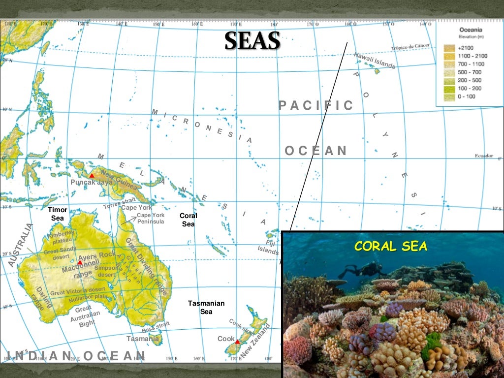 Oceania & Antarctica physical map