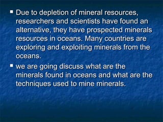 Ocean mining techniques | PPT