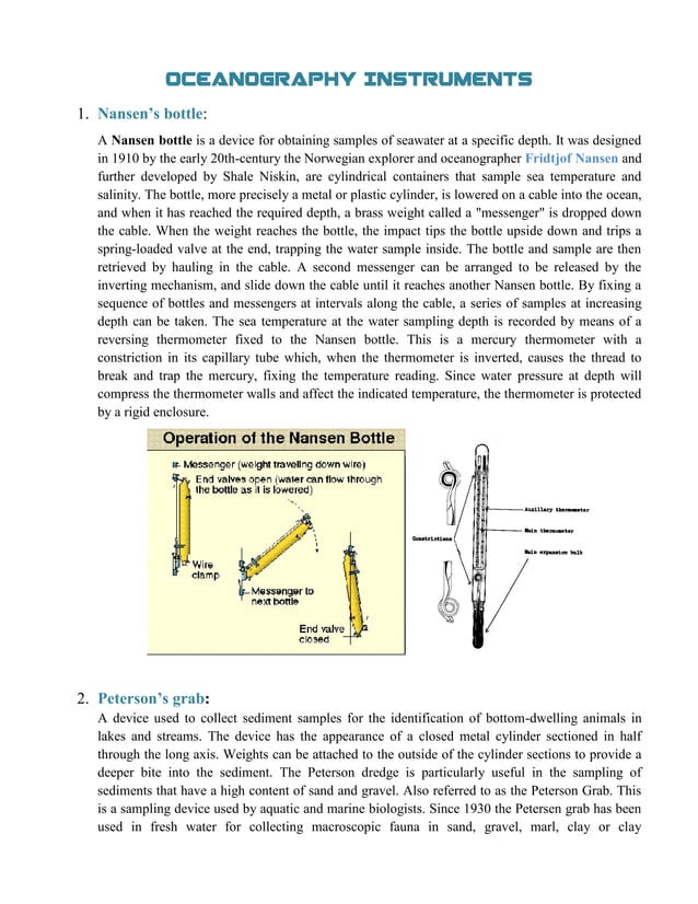 Oceanography instruments used in fishing Activities | PDF