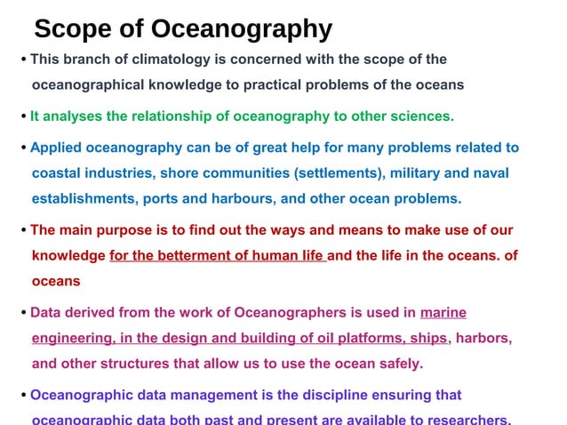 Definition of Oceanography | PPT