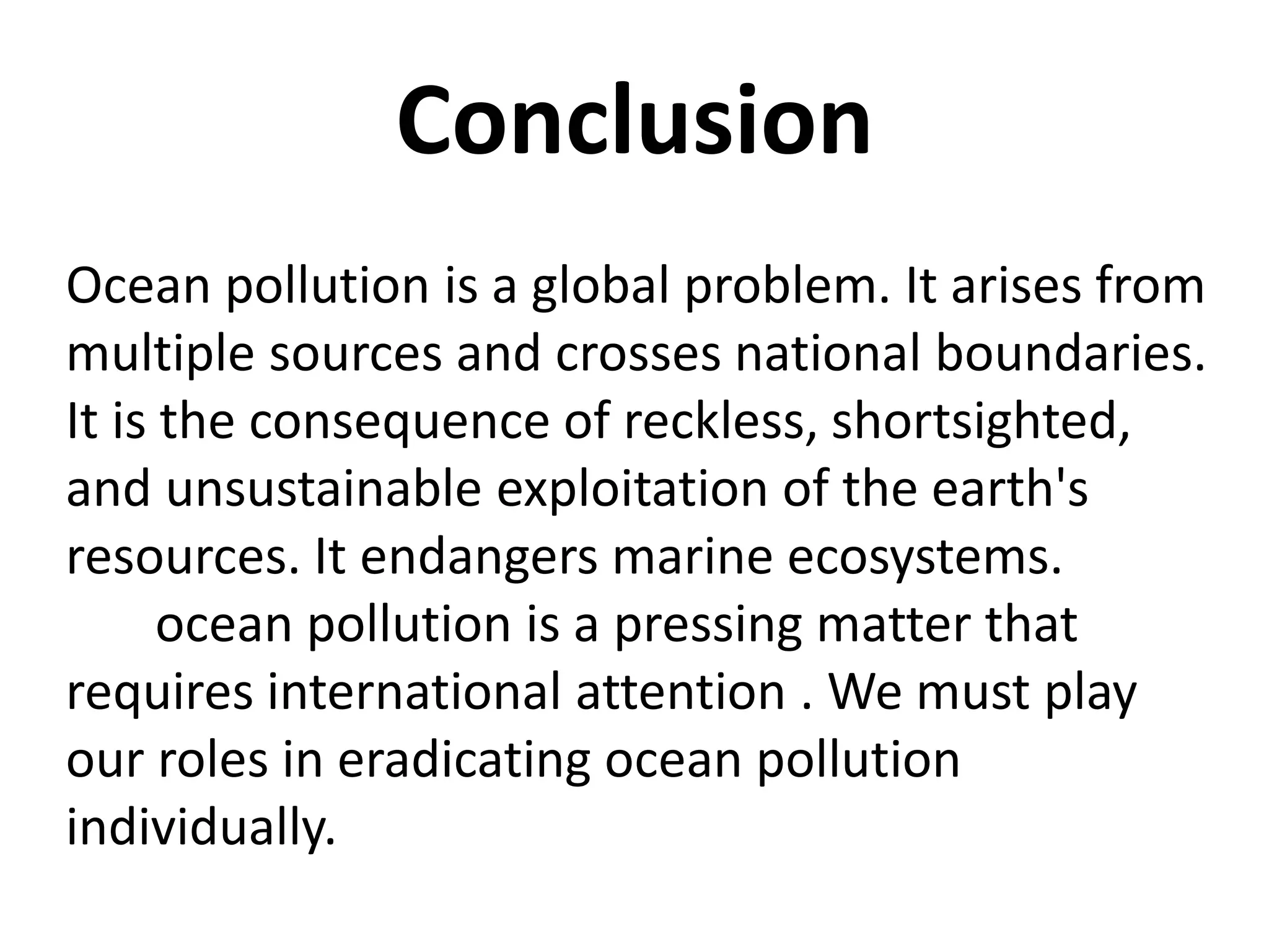 "Impact and Sources of Ocean Pollution". | PPTX