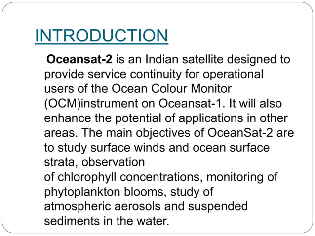 OCEANSAT II | PPTX | Geography | Science