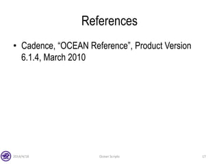 Writing Cadence Ocean scripts | PDF