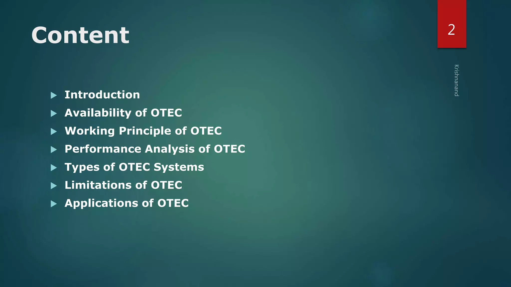 Ocean Thermal Energy Conversion (OTEC) | PPTX