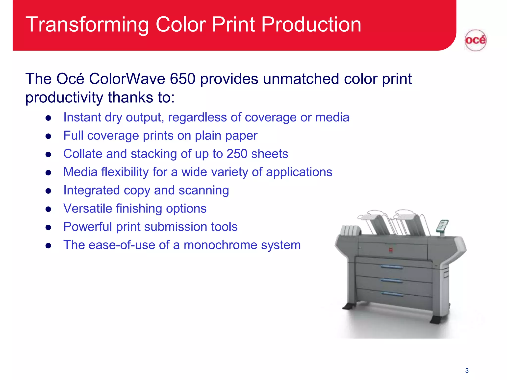 Oce ColorWave 650 product overview slide show | PPSX