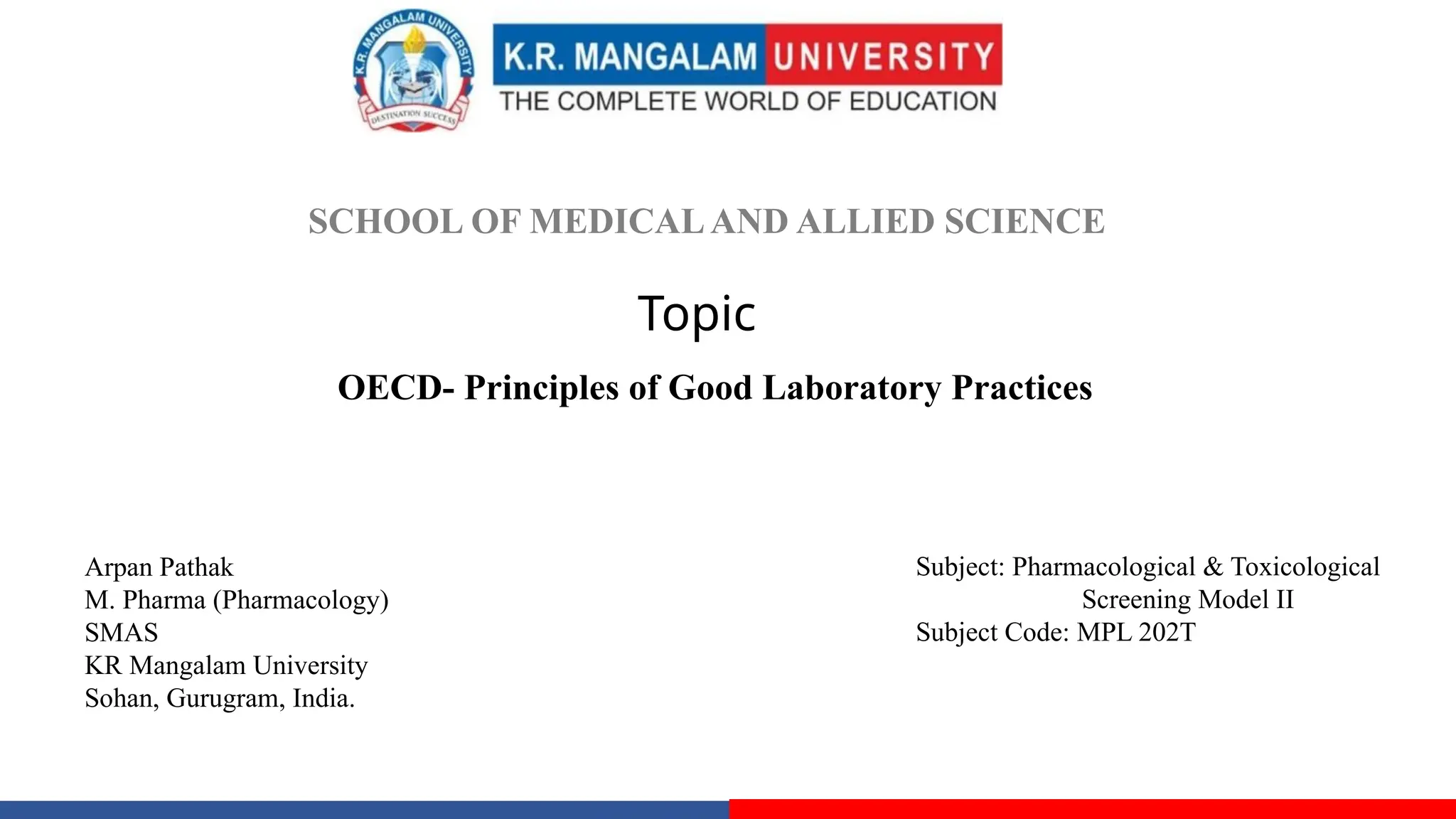 OCED-Principles of Good Laboratory Practices | PPTX