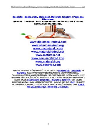 Ocekivana i neocekivana kretanja u procesu tranzicije privreda istocne i centralne evrope | DOC