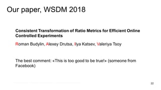 Consistent Transformation of Ratio Metrics for Efficient Online Controlled Experiments | PDF