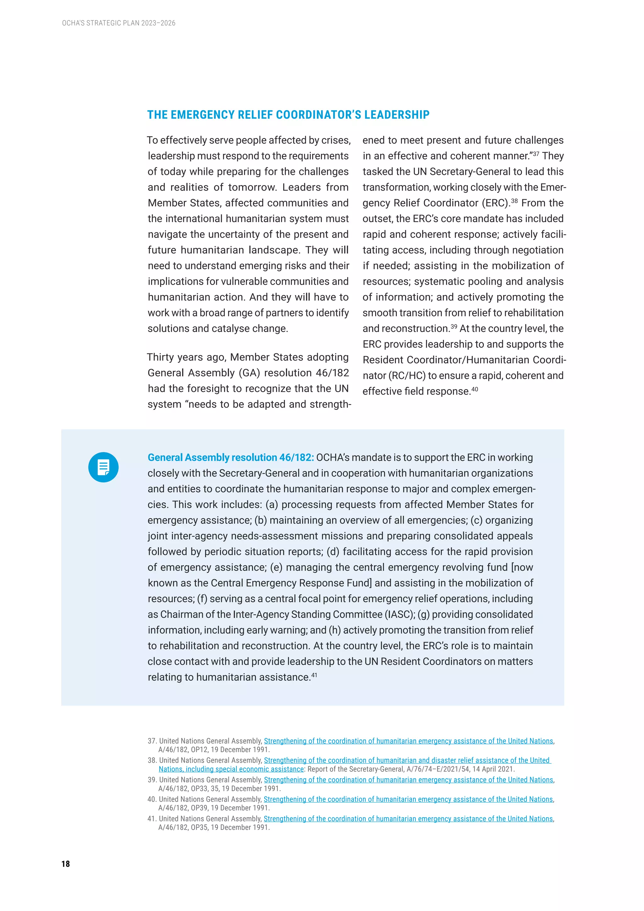 Transforming Humanitarian Coordination - OCHA Strategic Plan 2023-2026 ...