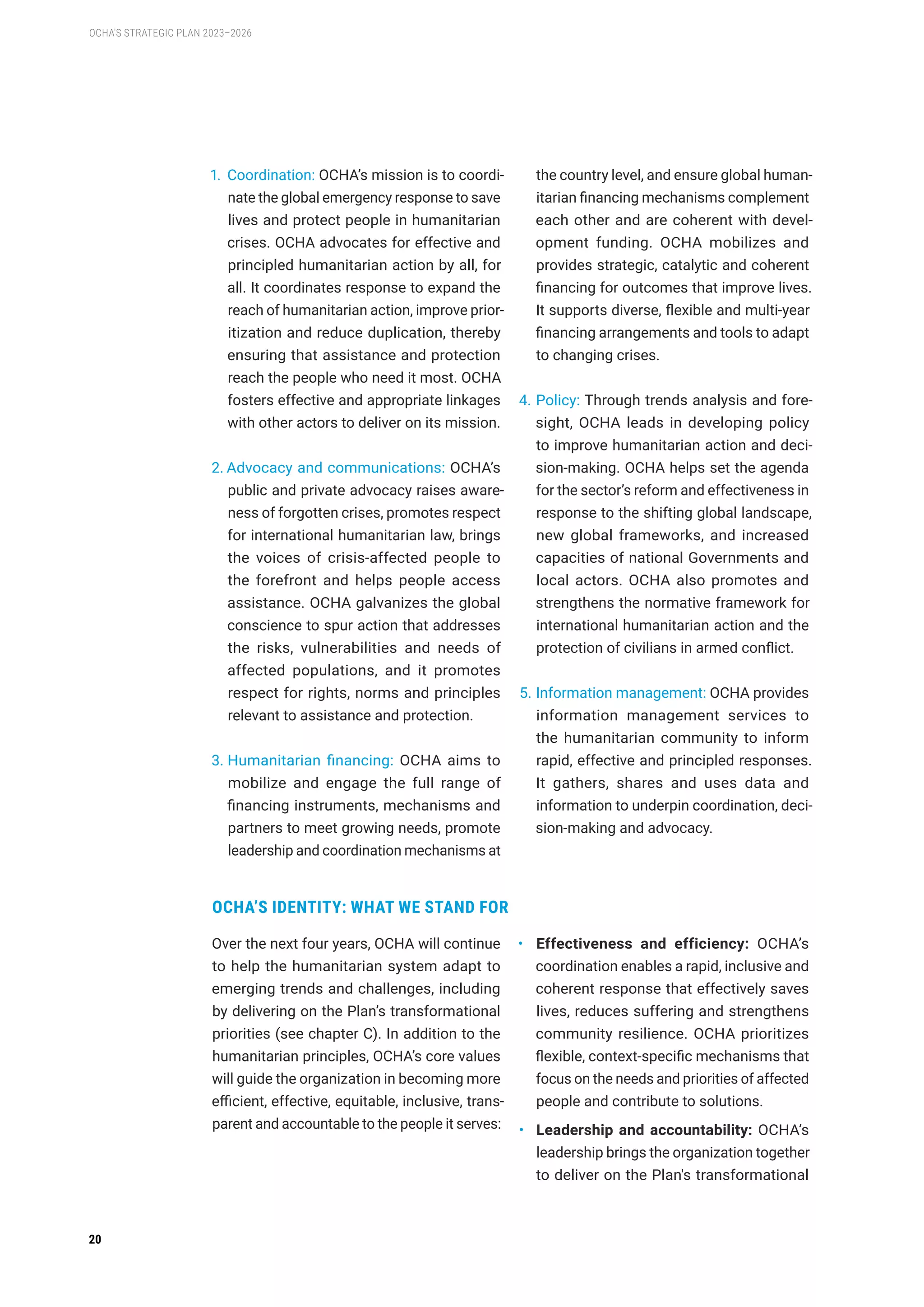 Transforming Humanitarian Coordination - OCHA Strategic Plan 2023-2026 ...