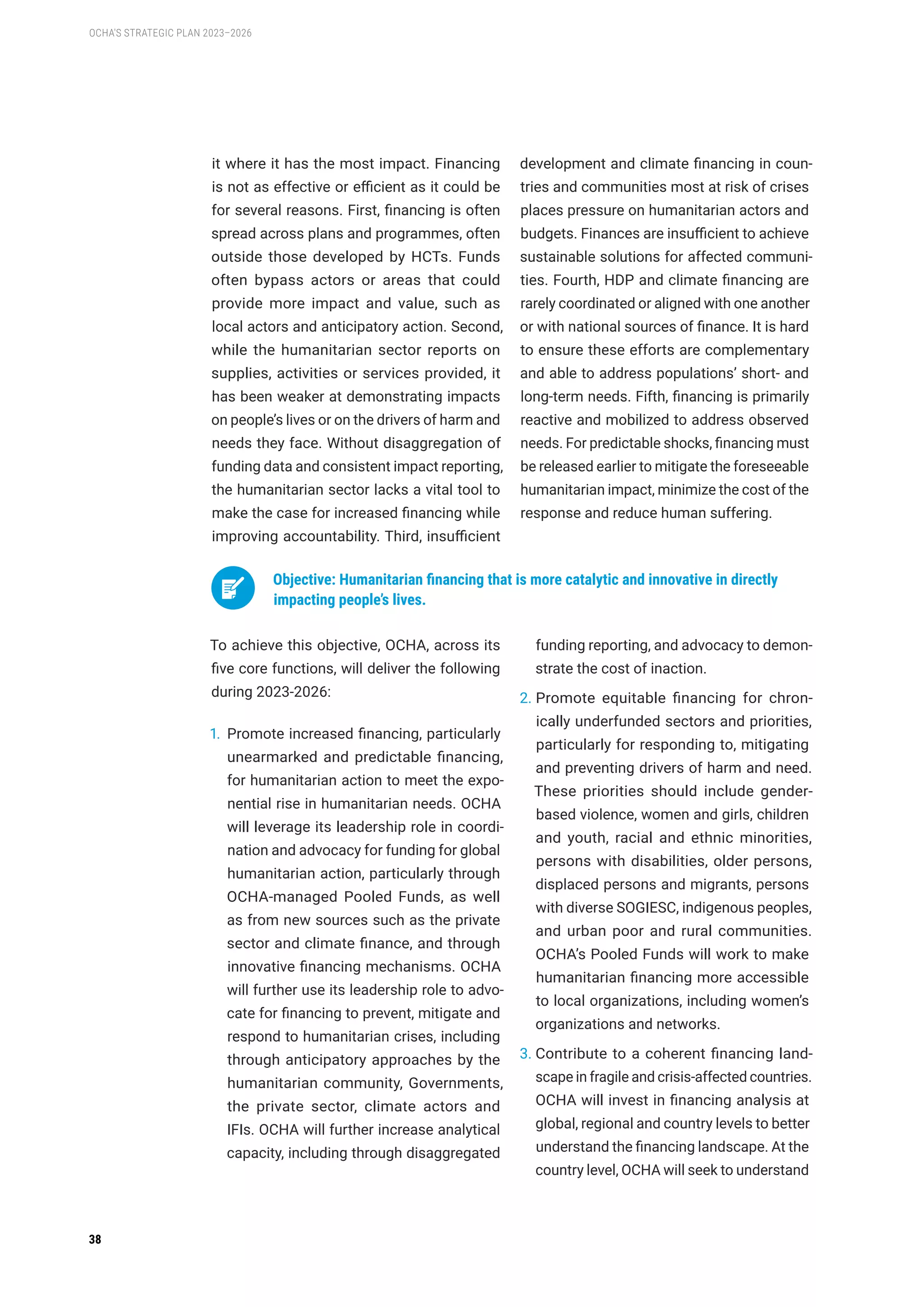 Transforming Humanitarian Coordination - OCHA Strategic Plan 2023-2026. | PDF