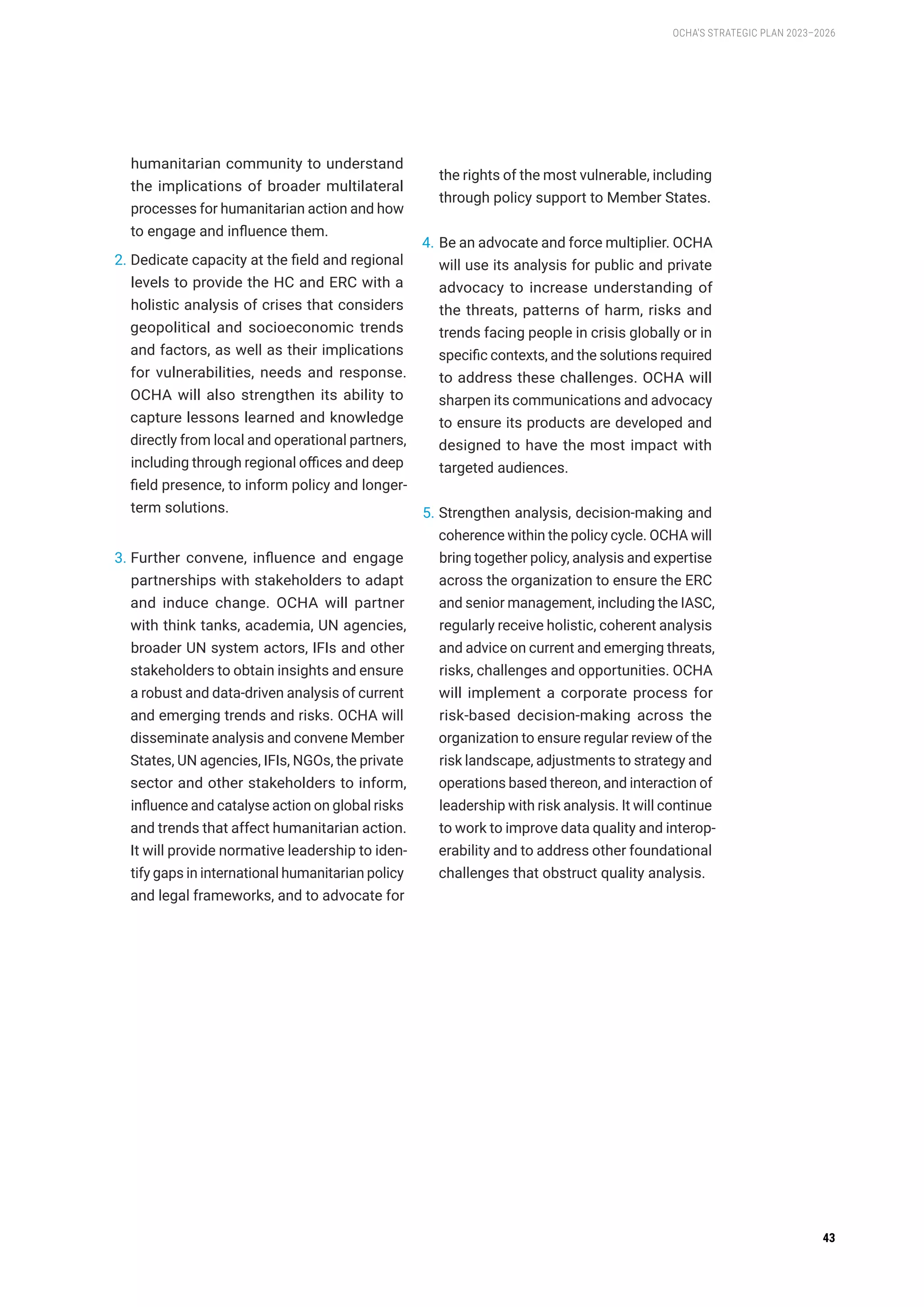 Transforming Humanitarian Coordination - OCHA Strategic Plan 2023-2026 ...