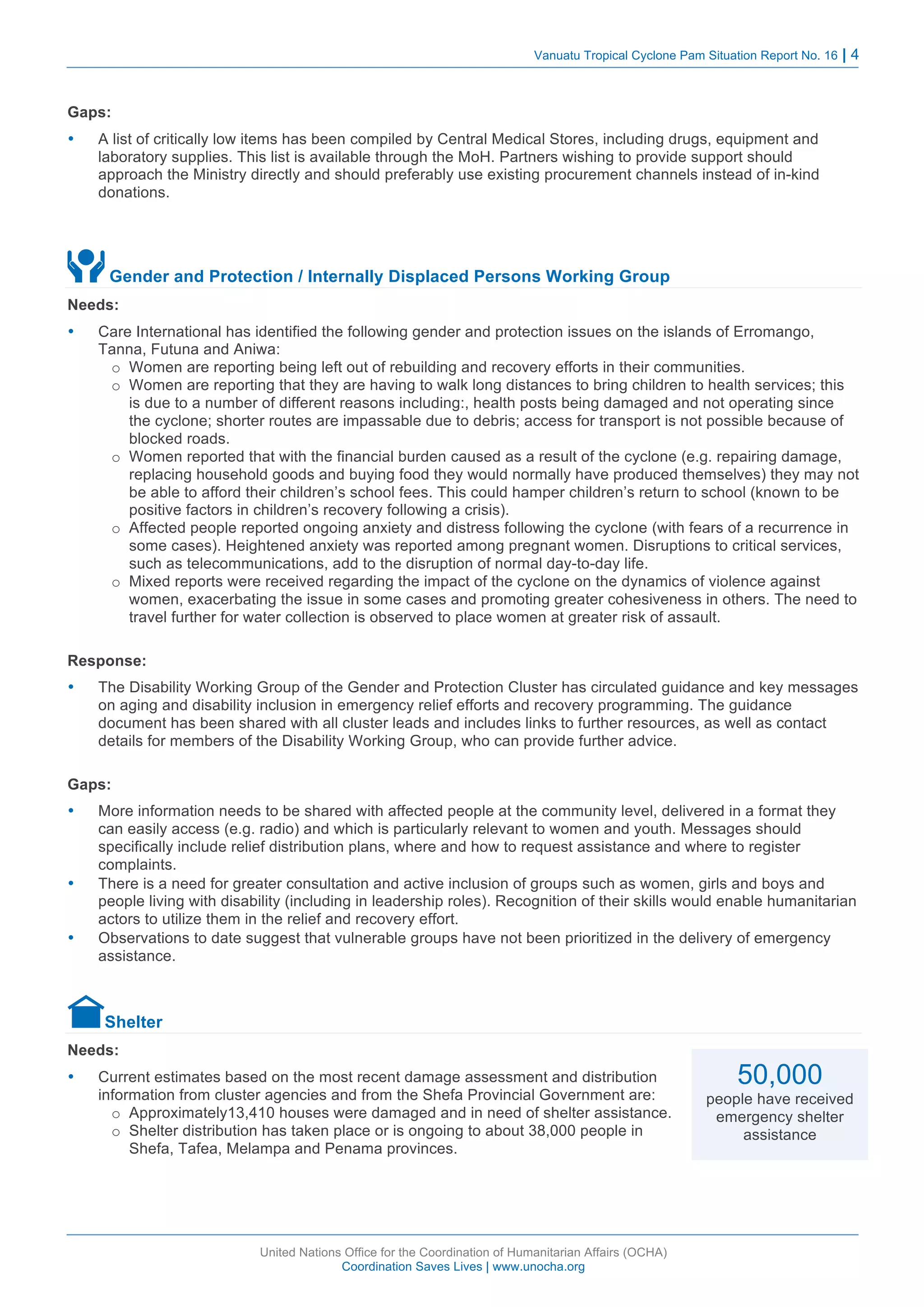 OCHA: TC Pam SITREP #16 (2 April 2015) | PDF