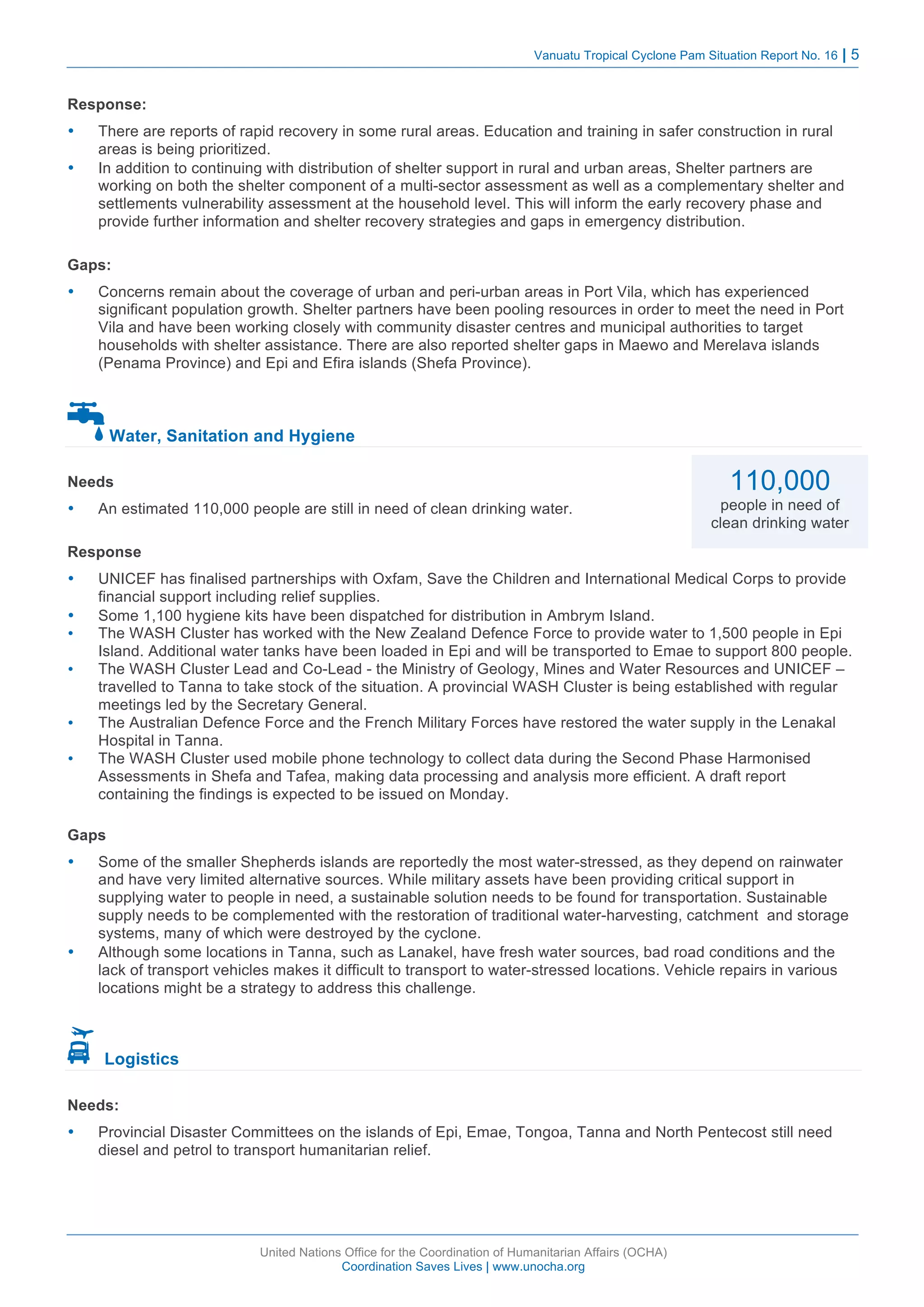 OCHA: TC Pam SITREP #16 (2 April 2015) | PDF