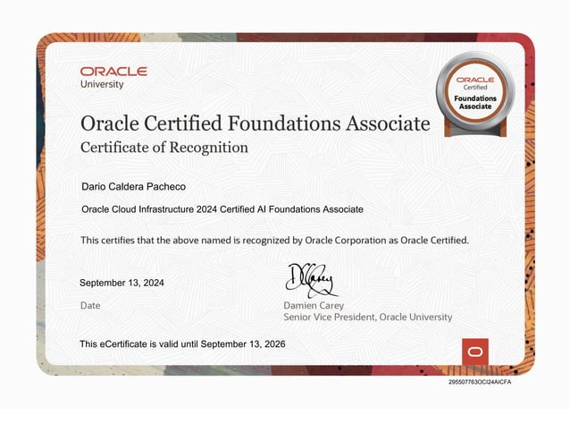 Oracle Cloud Infrastructure 2024 Certified Ai Foundations Associate