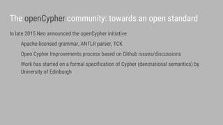 The Property Graph Query Language Landscape: openCypher and Property Graph Extensions to SQL | PDF