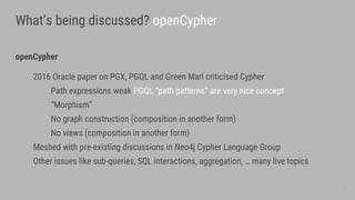 The Property Graph Query Language Landscape: openCypher and Property Graph Extensions to SQL | PDF