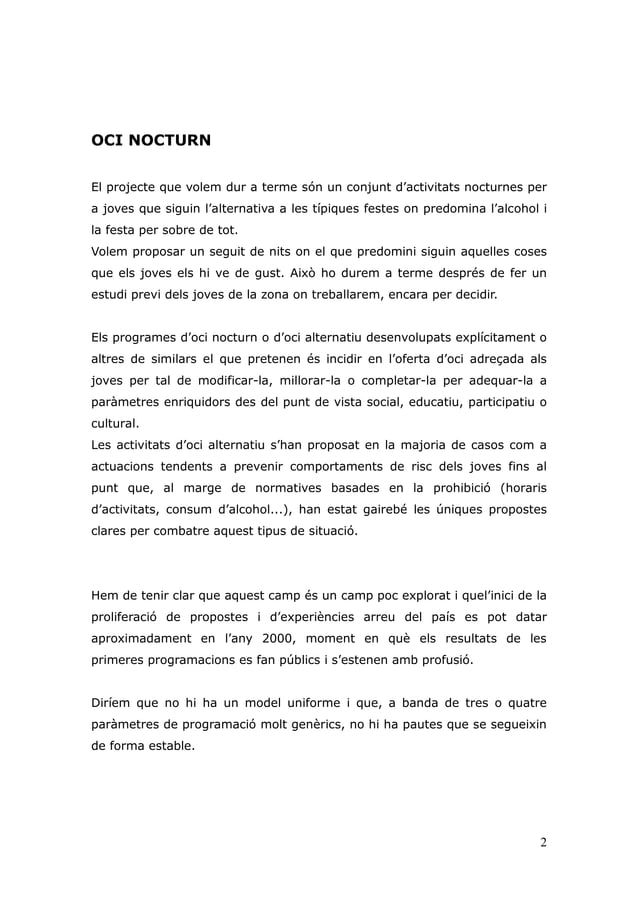 Oci nocturn al baix llobregat | PDF