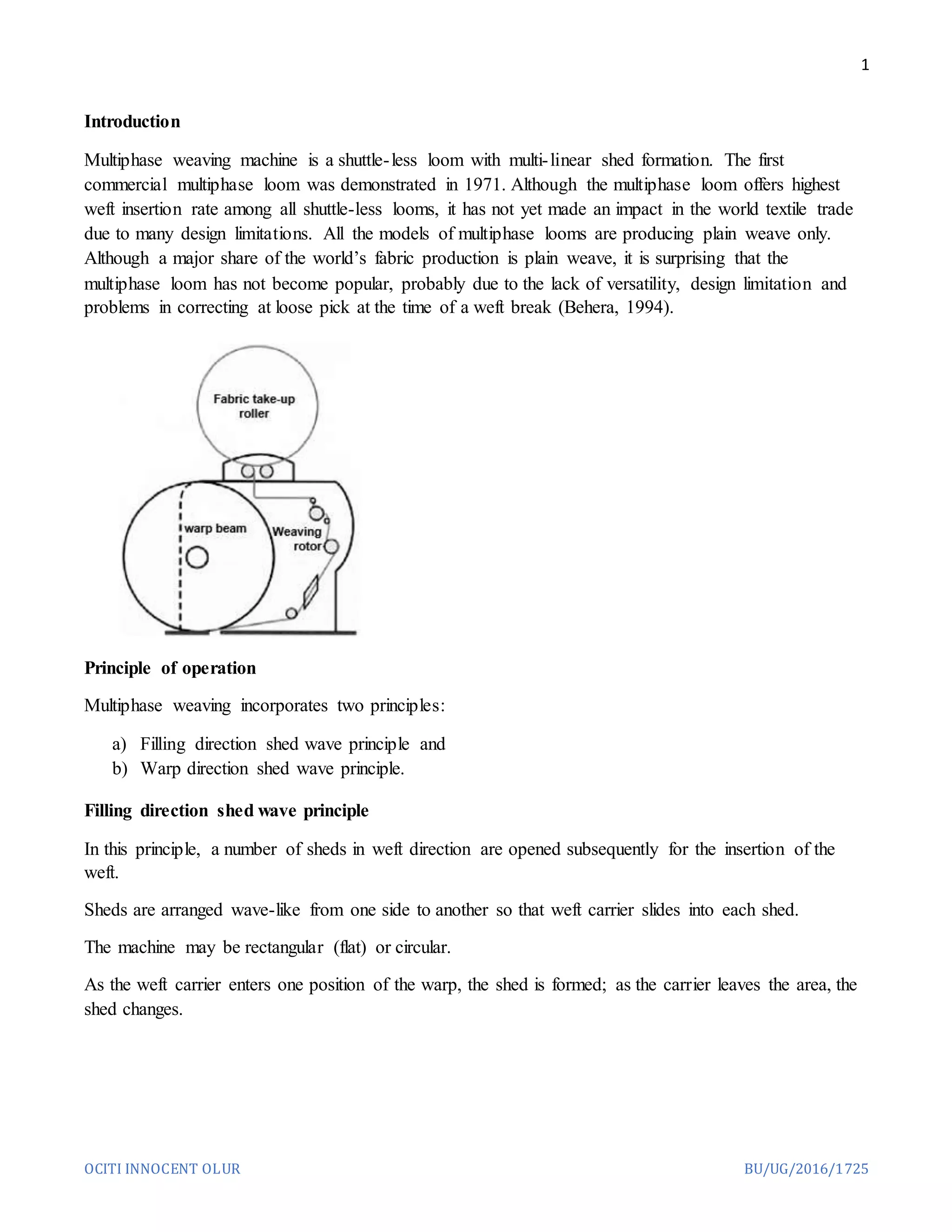 MULTIPHASE WEAVING MACHINES | DOCX