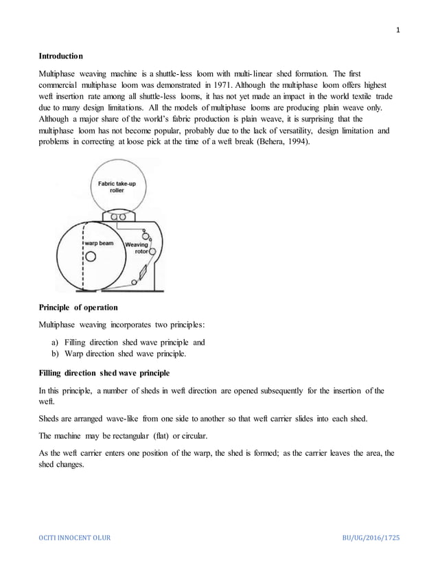 MULTIPHASE WEAVING MACHINES | DOCX