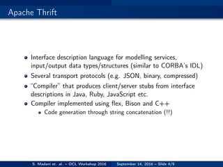 Re-Implementing Apache Thrift using Model-Driven Engineering Technologies: An Experience Report ...