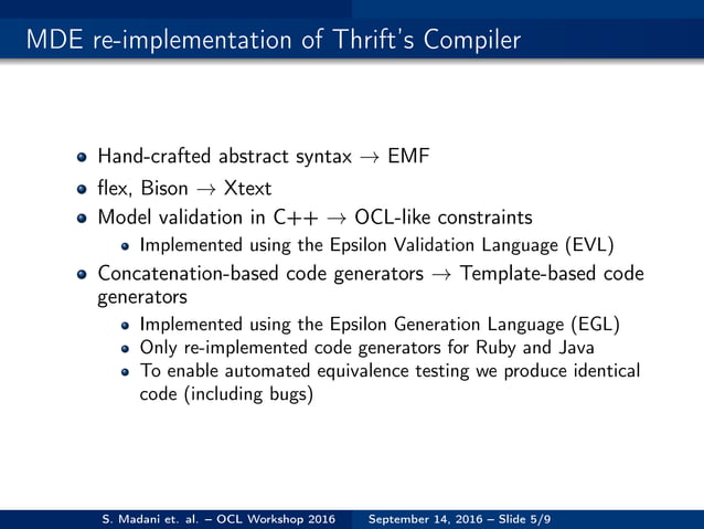 Re-Implementing Apache Thrift using Model-Driven Engineering Technologies: An Experience Report ...