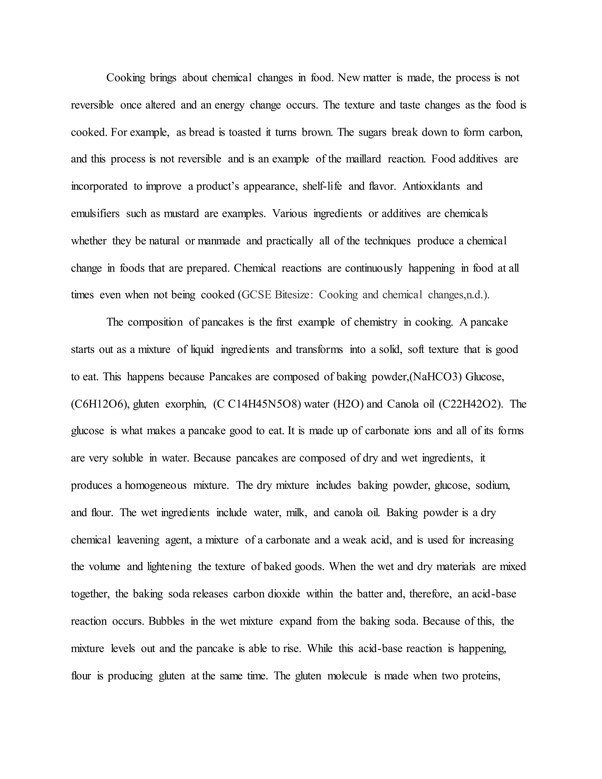 Chemistry of cooking | DOCX