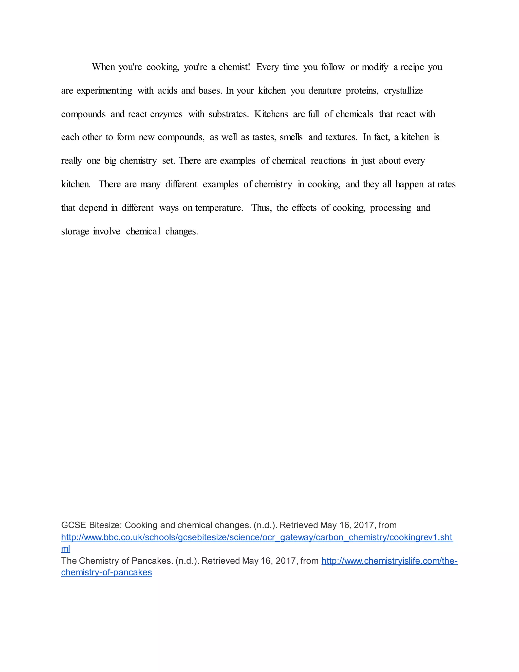 Chemistry of cooking | DOCX