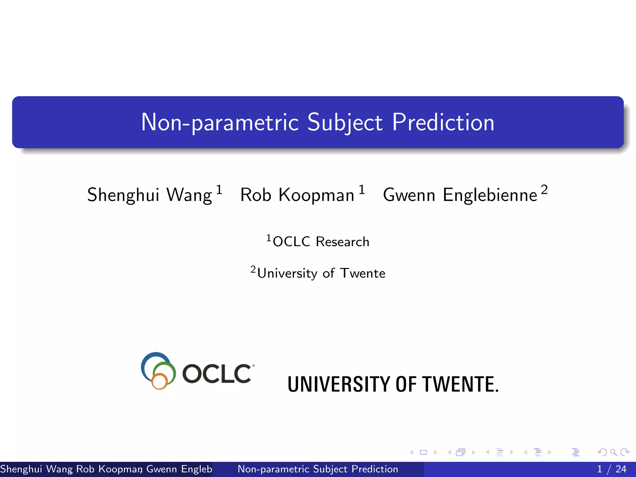 Non-parametric Subject Prediction | PDF