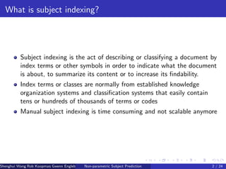 Non-parametric Subject Prediction | PDF