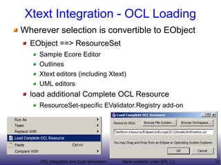 OCL Integration and Code Generation | ODP | Programming Languages | Computing