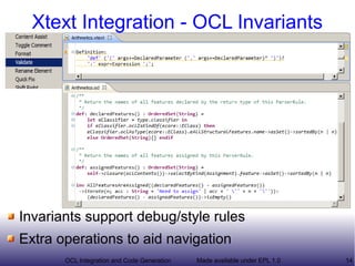 OCL Integration and Code Generation | ODP | Programming Languages | Computing