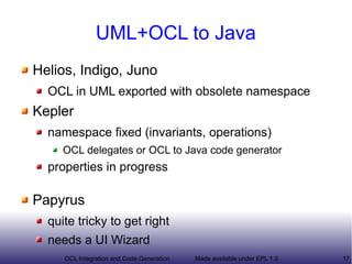 OCL Integration and Code Generation | ODP | Programming Languages | Computing