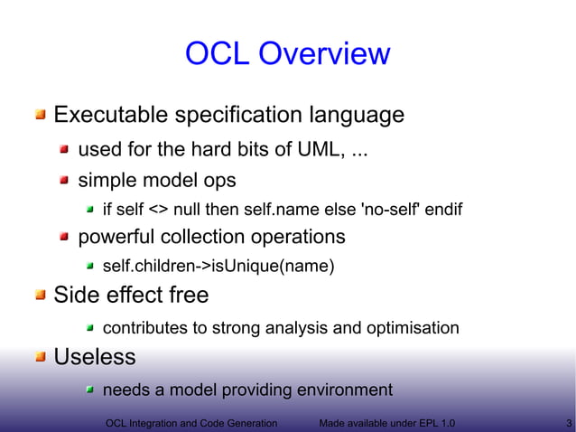 OCL Integration and Code Generation | ODP | Programming Languages ...