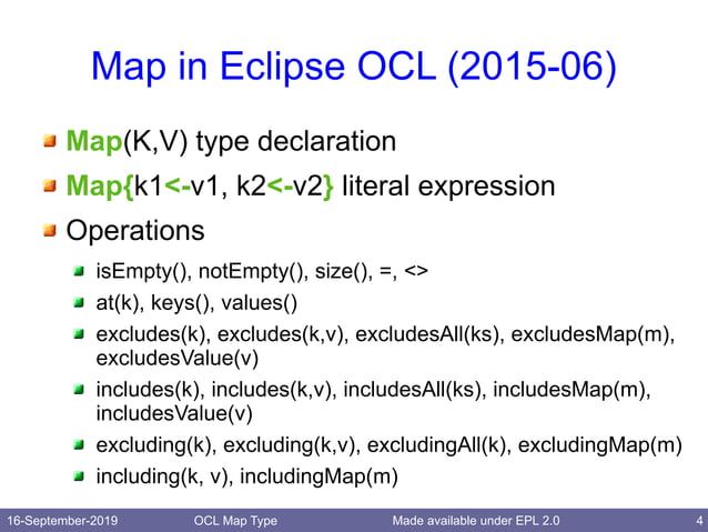 An OCL Map Type | PPT