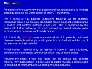Positive Oral Contrast for Oncology Patients | PPT