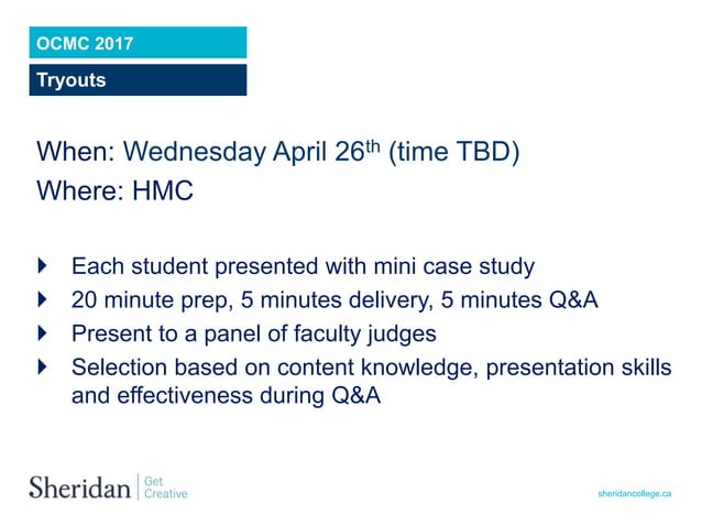 OCMC 2017 Overview | PPTX | Careers