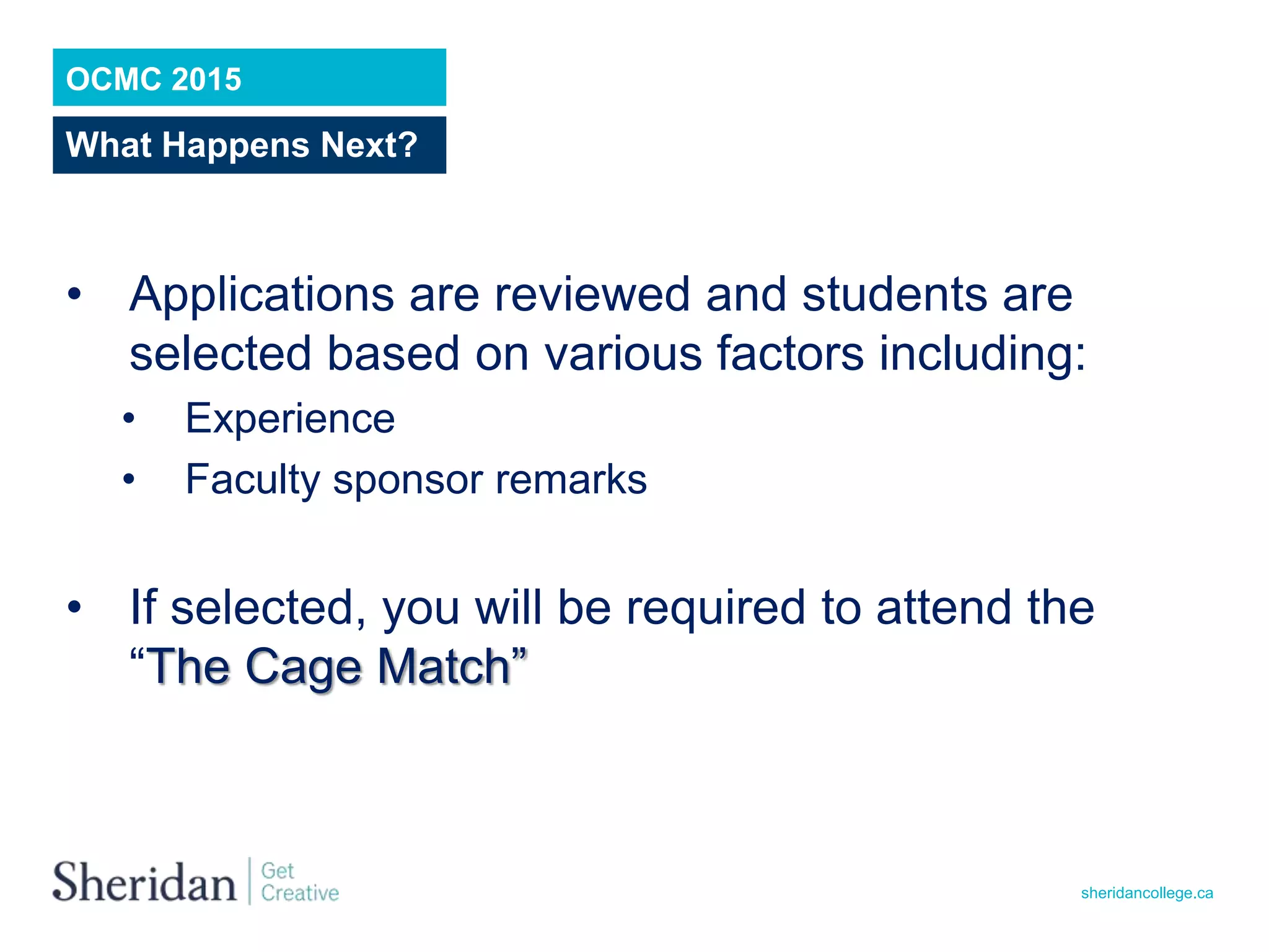 Sheridan OCMC 2015 Overview | PPT