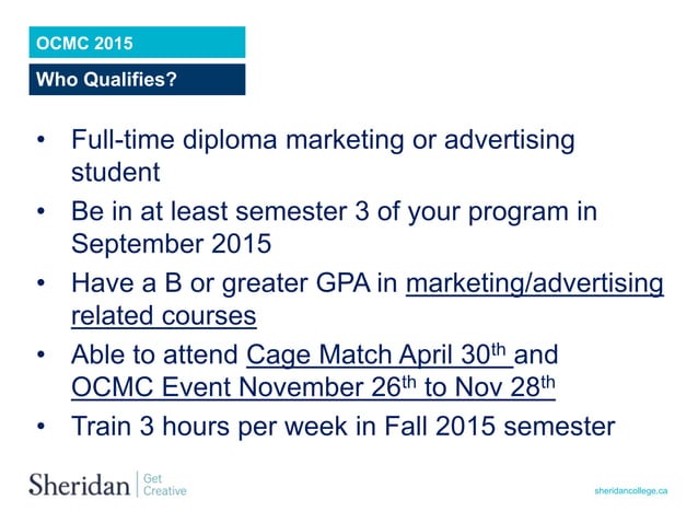 Sheridan OCMC 2015 Overview | PPT