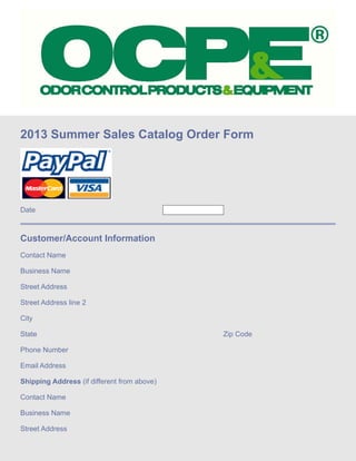 OCP&E 2013 summer sales catalog with order form | PDF