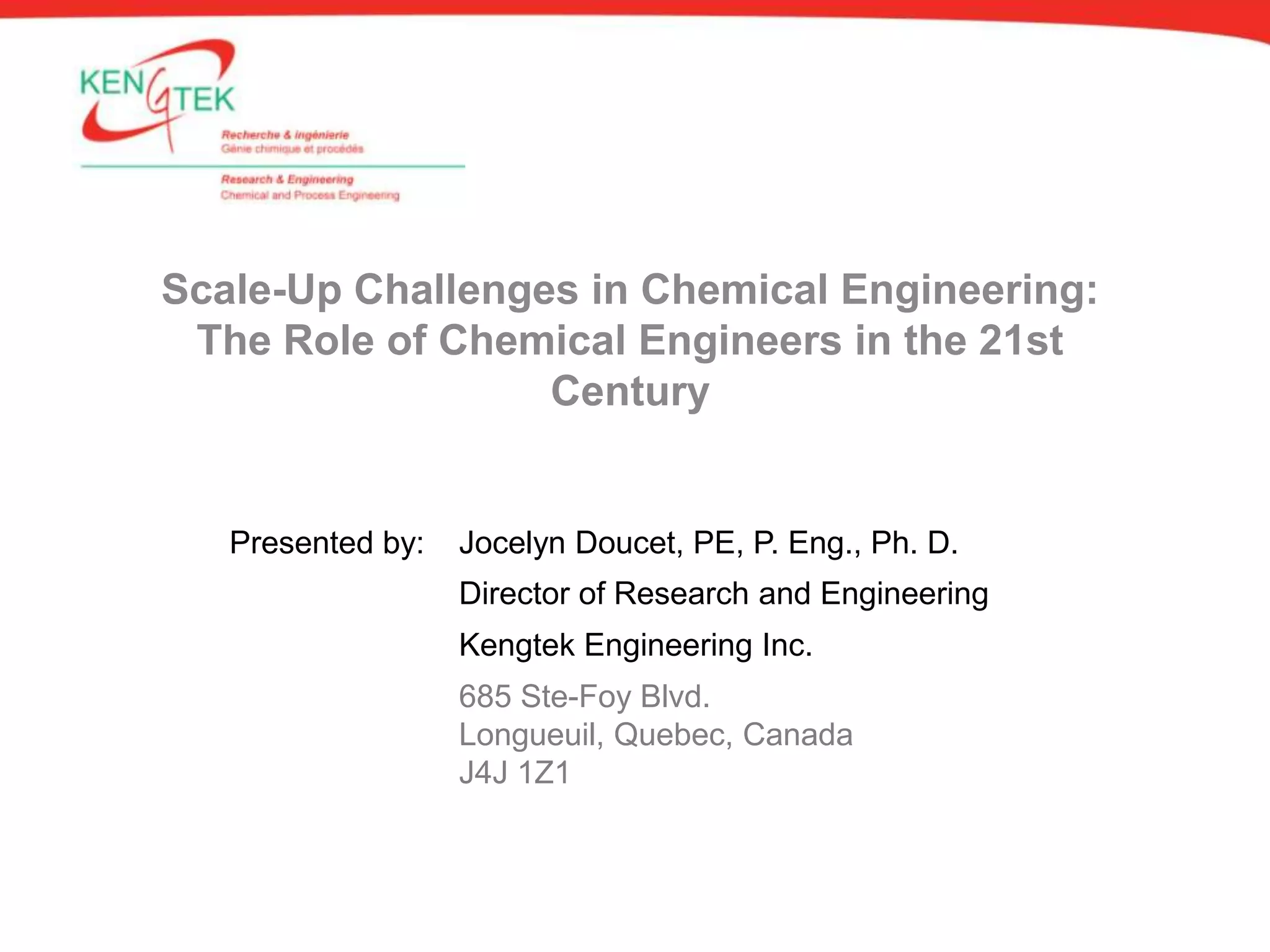 Scale Up Challenges in Chemical Engineering: The Role of Chemical ...