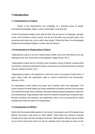 A Report on Organizational Culture of NCELL | PDF