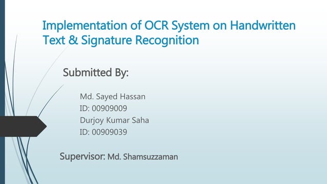 Optical Character Recognition | PPT