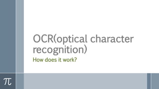 Presentation on OCR | PPTX