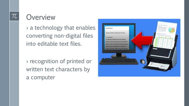 Presentation on OCR | PPTX | Desktop Publishing | Computer Software and Applications