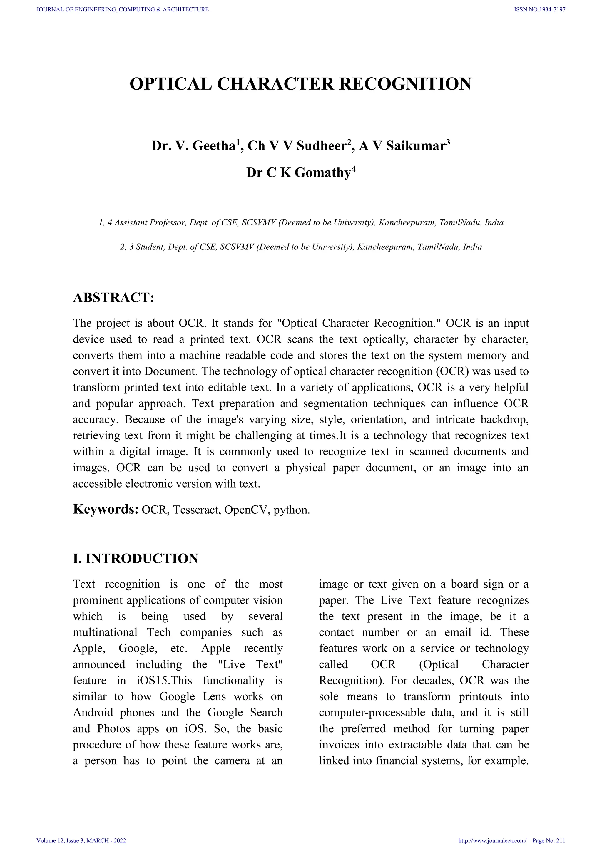 OCR.pdf write the principale and explain steps | PDF